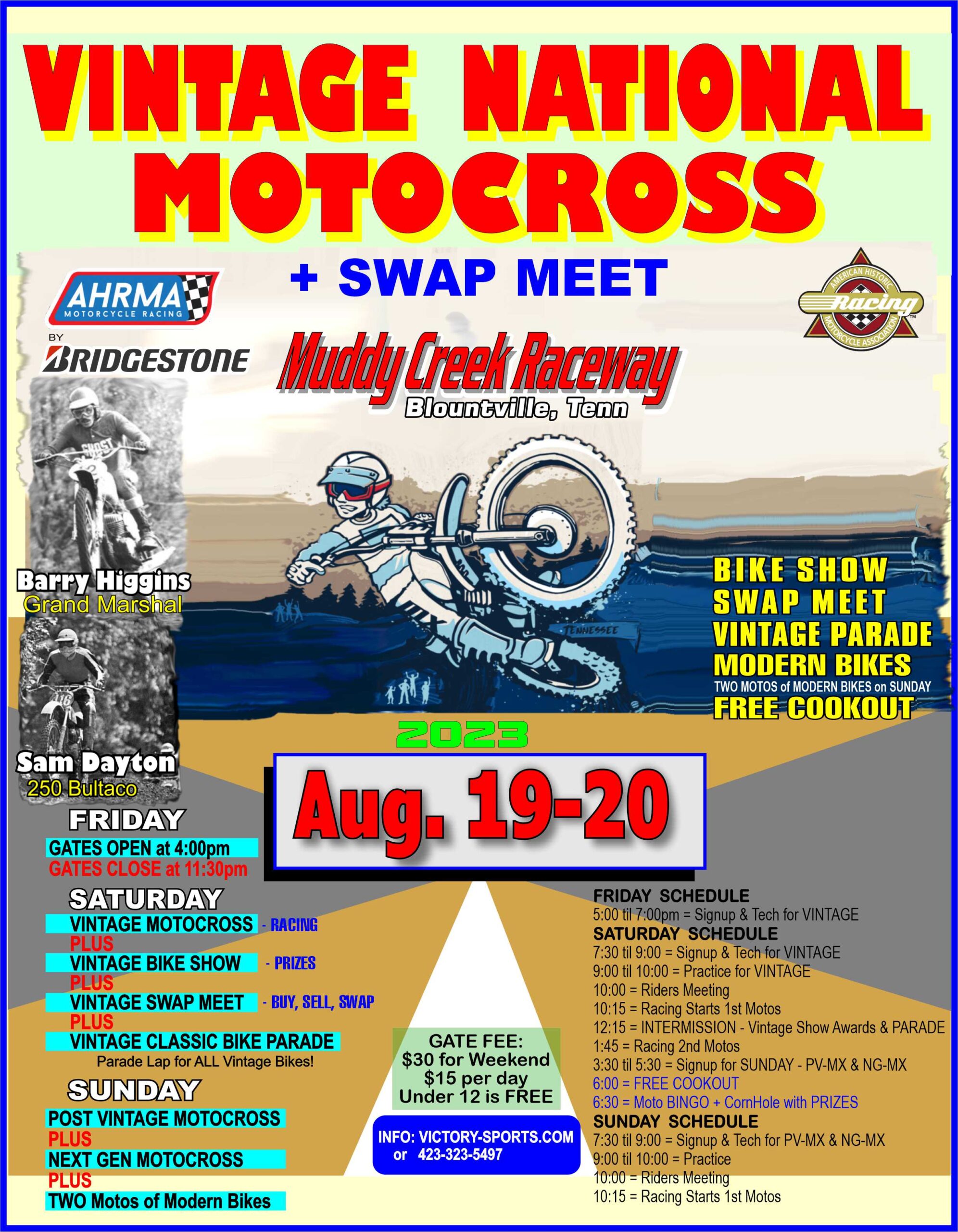 AHRMA VINTAGE NATIONAL MX & CC coming to Muddy Creek Raceway in ...